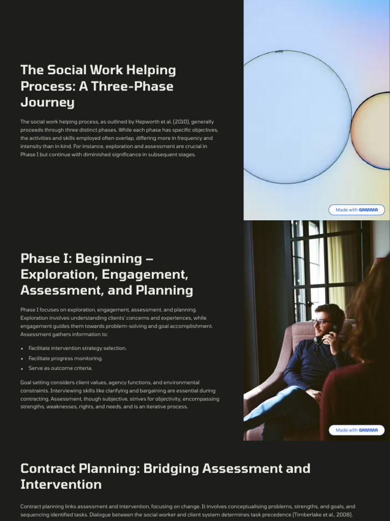 The Social Work Helping Phase Journey | PDF | Evaluation | Social Work