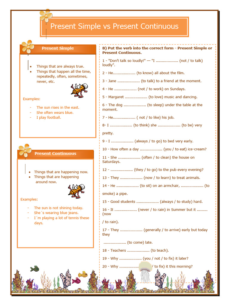 Present Simple Vs Continuous Kids 202411101414 45468 | PDF