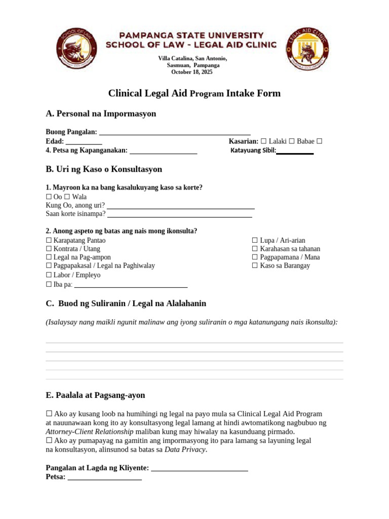 Intake Form | PDF