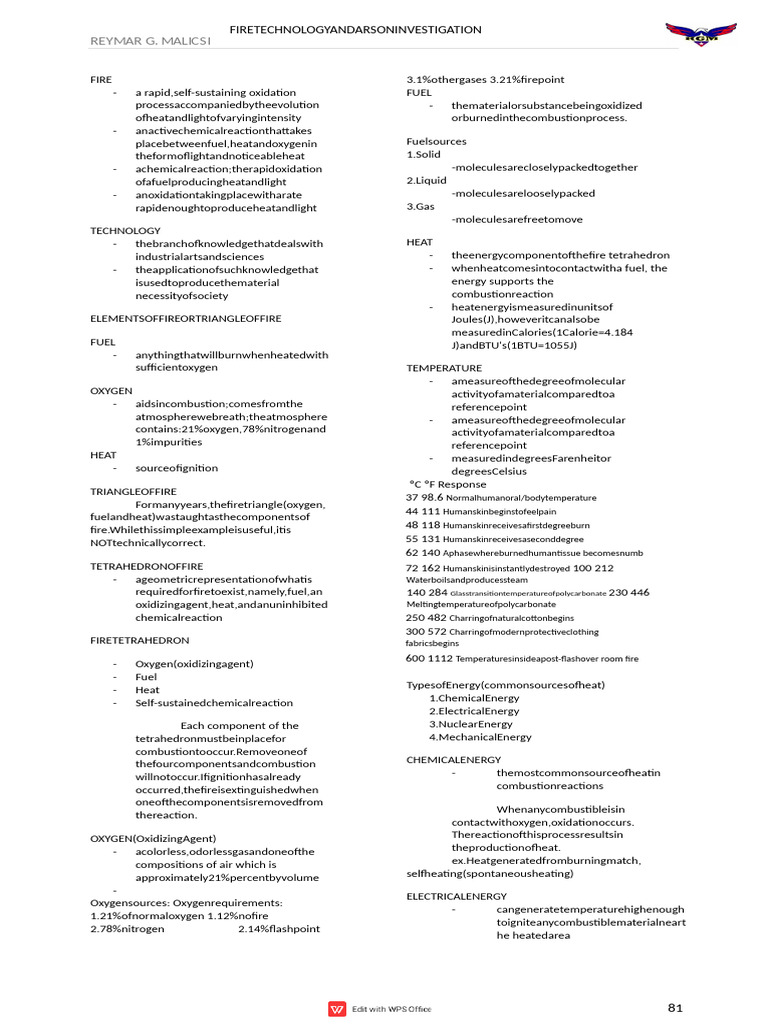 Cdi Fire Technology and Arson Investigation 1 | PDF | Chemical ...