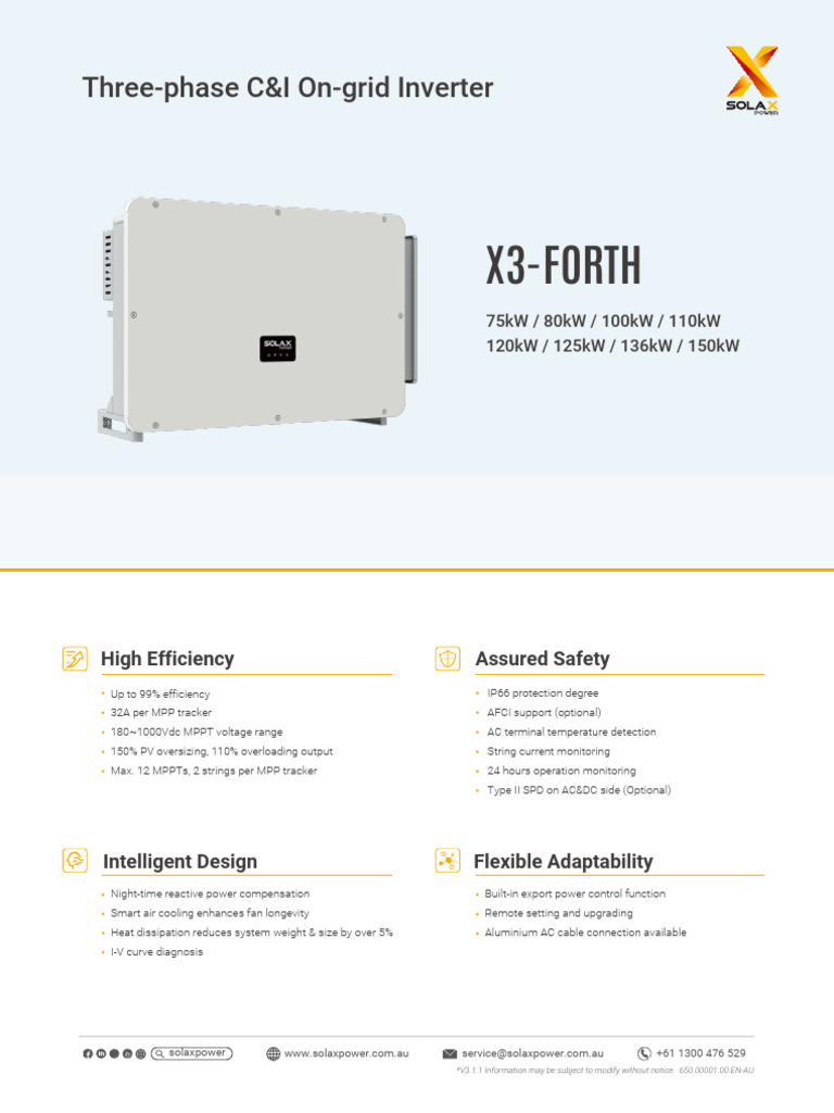 Solax x3 Forth Datasheet For Au en Cec | PDF | Electric Power ...