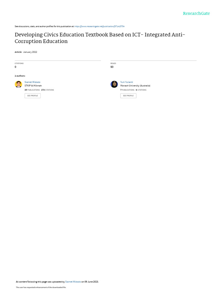 10 Developing Civics Education Textbook Based On ICT Integrated6 | PDF