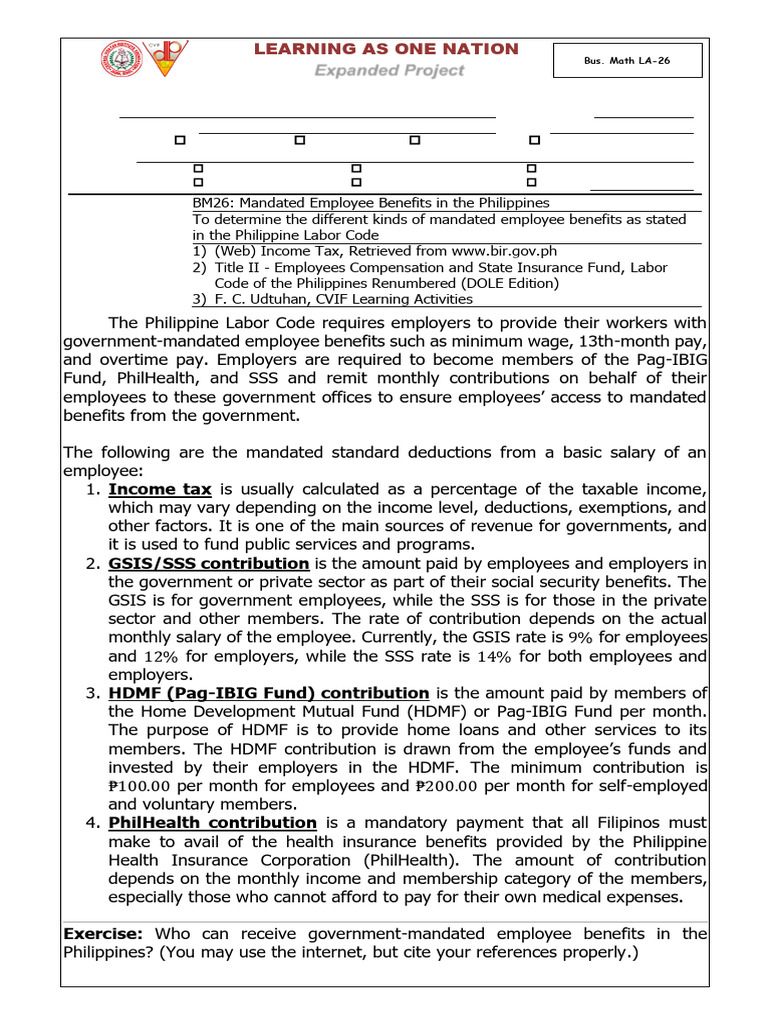 Mandated Employee Benefits in PH | PDF | Employment | Public Finance