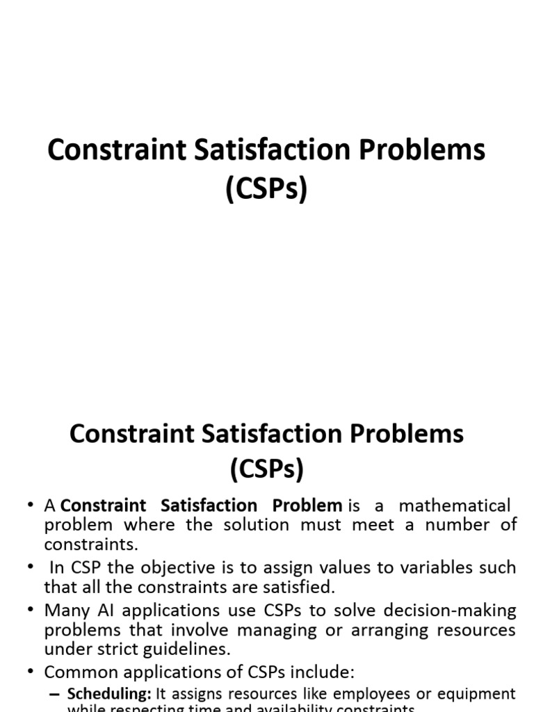 Module 3_Constraint Satisfaction Problems (CSPs) | PDF | Theoretical Computer Science ...