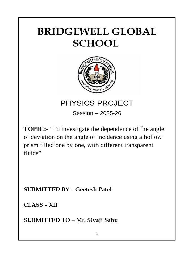 Physics Practical Class 12th | PDF | Refractive Index | Refraction