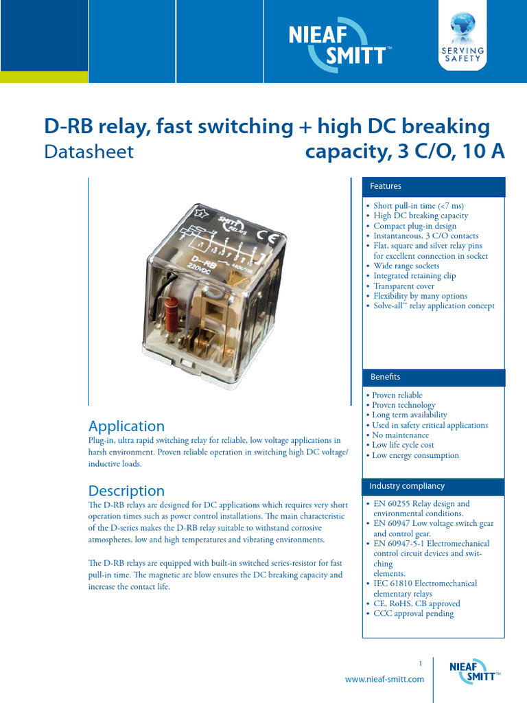 Datasheet - D-RB (SMITT Relay) | PDF | Relay | Electronic Engineering
