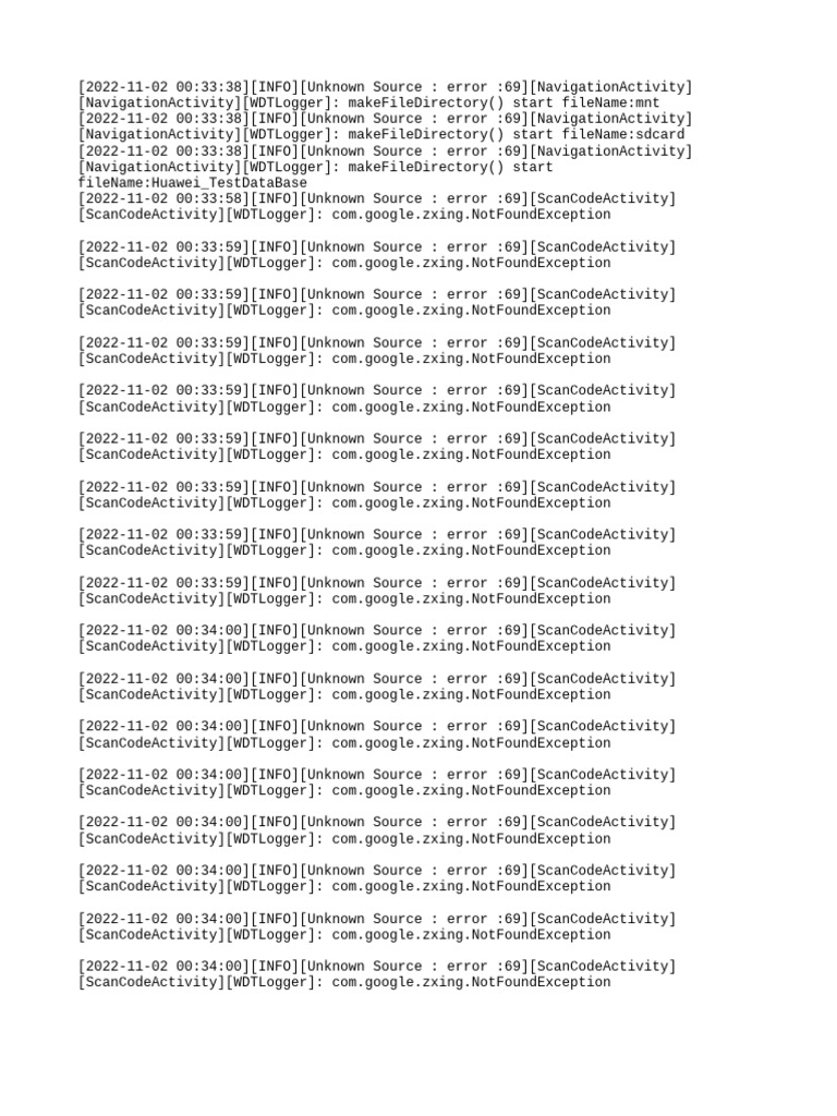 Exception Log | PDF
