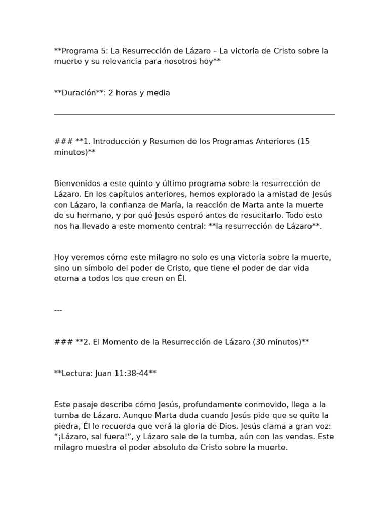 Resurrección de Lázaro: Vida en Cristo | PDF | La resurrección de Jesús ...