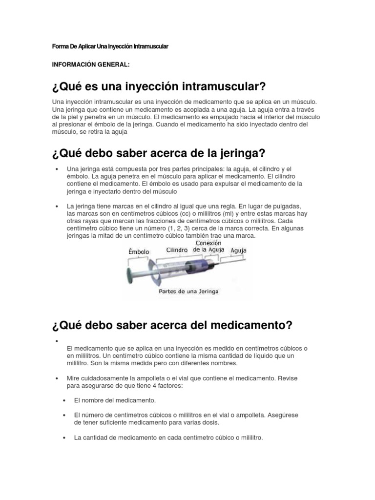 Guía para Inyecciones Intramusculares | PDF | Inyección (medicina ...