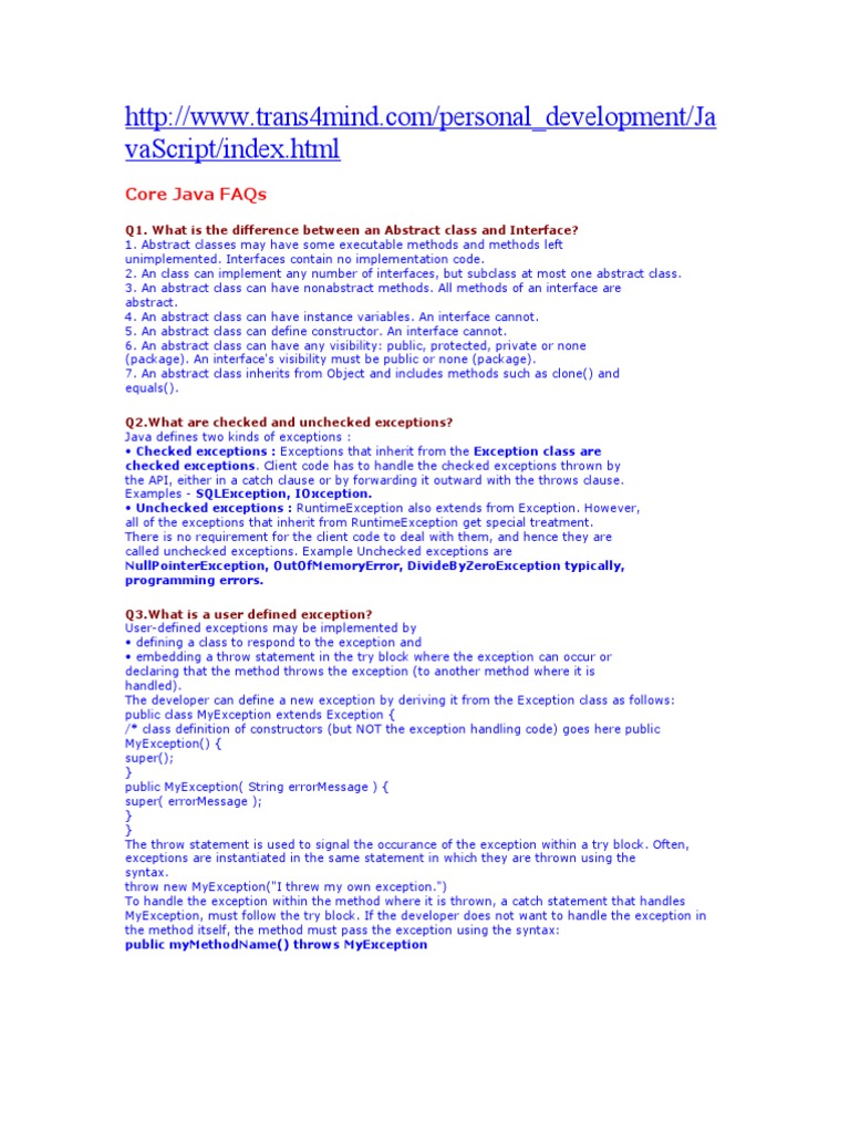 Java Faqs Pdf Class Computer Programming Method Computer Programming