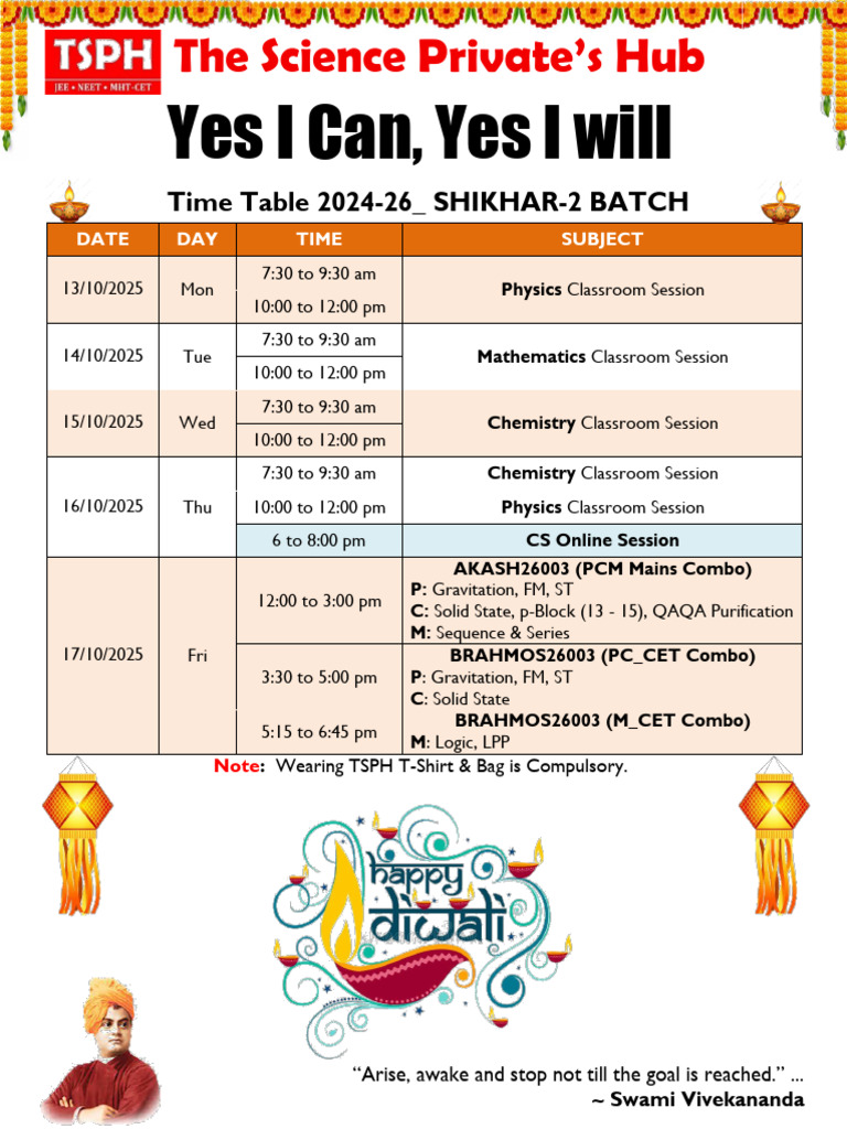 Shikhar-2 Batch Timetable 2024-26 | PDF