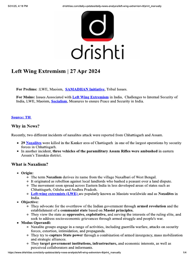 Naxalite Drishti GS3 | PDF