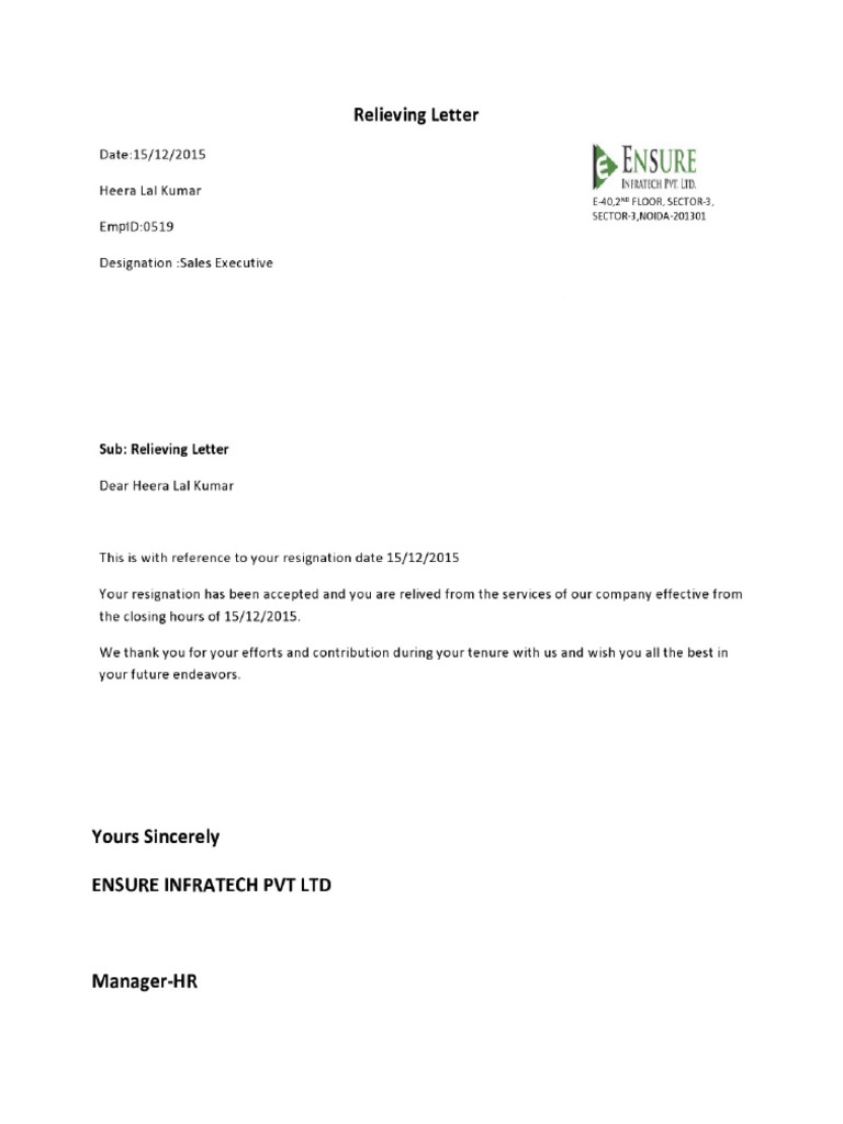 Heera Relieving Letter | PDF