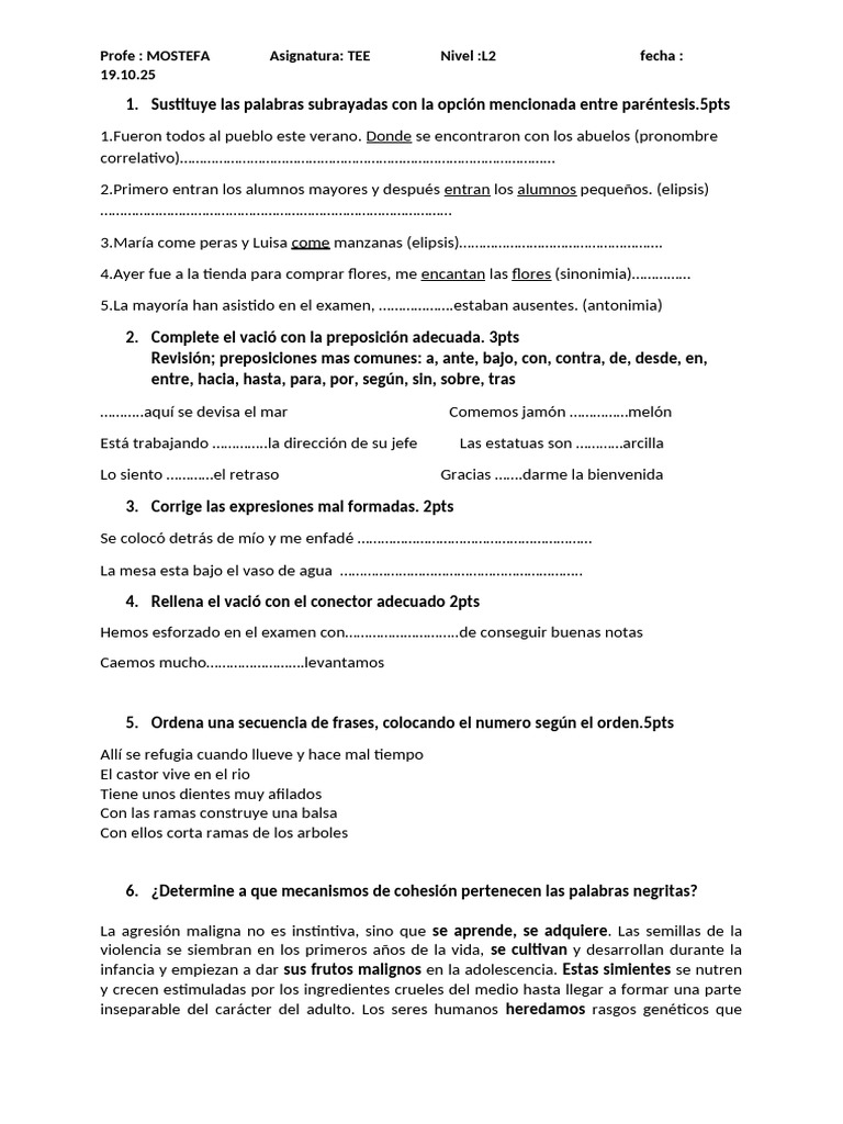 Tencias de Exp Esc l2 | PDF