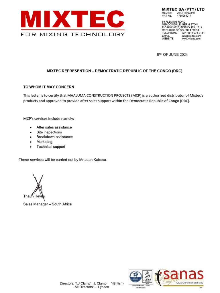 Mixtec Authorized Distributor in DRC | PDF