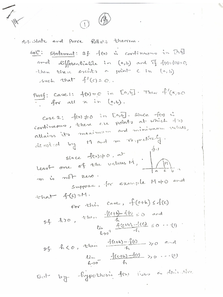 Math Sheet (Rolle's Theorem and Others) | PDF
