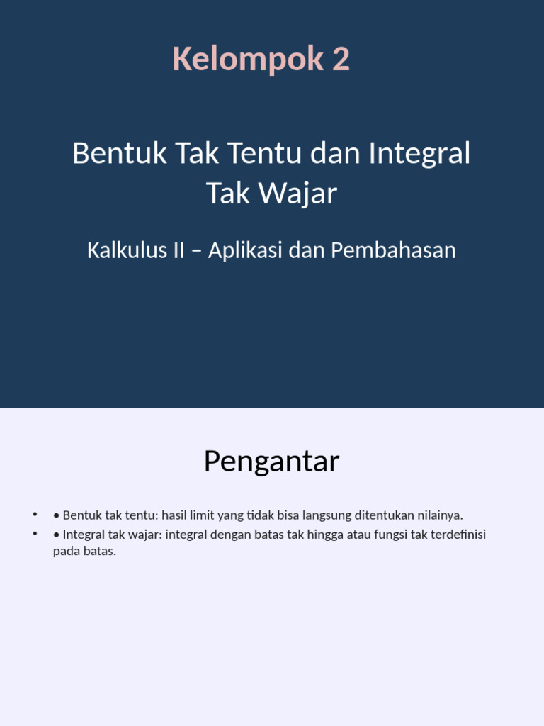 Bentuk Tak Tentu Dan Integral Tak Wajar Berwarna | PDF