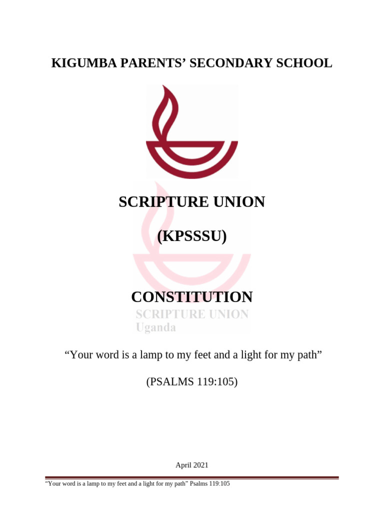Scripture Union Constitution 2021 | PDF | Grace In Christianity | Jesus