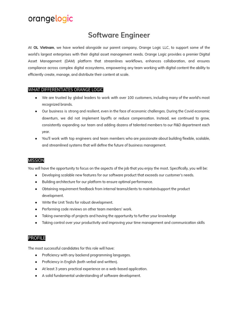 (Job Description) - Software Engineer - 2025 | PDF | Scalability | Software Engineering