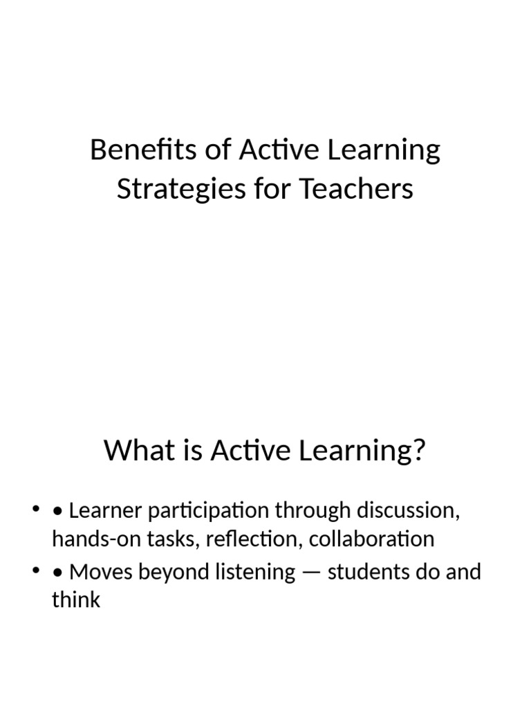 Benefits of Active Learning Strategies For Teachers | PDF