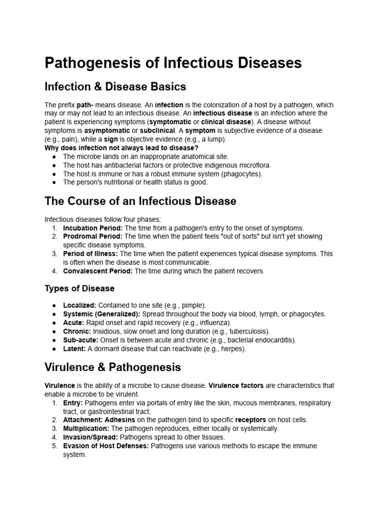 Pathogenesis of Infectious Diseases Reviewer | PDF | Infection | Immune ...