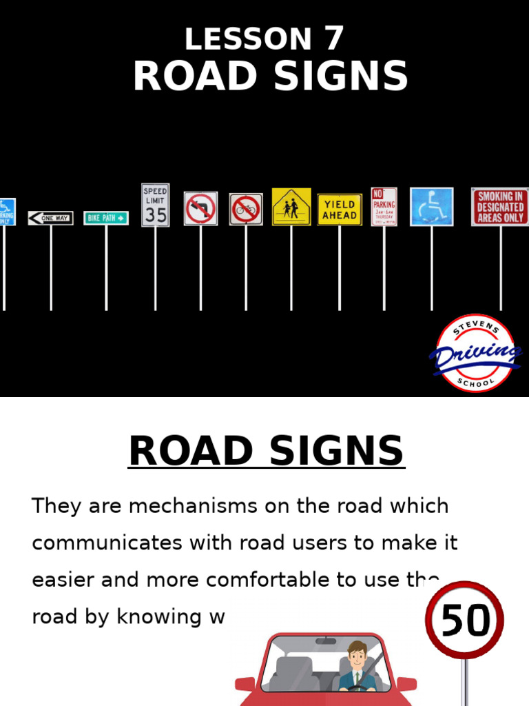 Lesson 7 Road Signs | PDF | Road Transport | Land Transport