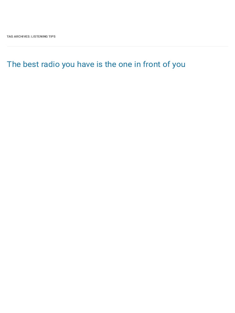 Essential Listening Tips for Radio Enthusiasts | PDF | Electronics ...