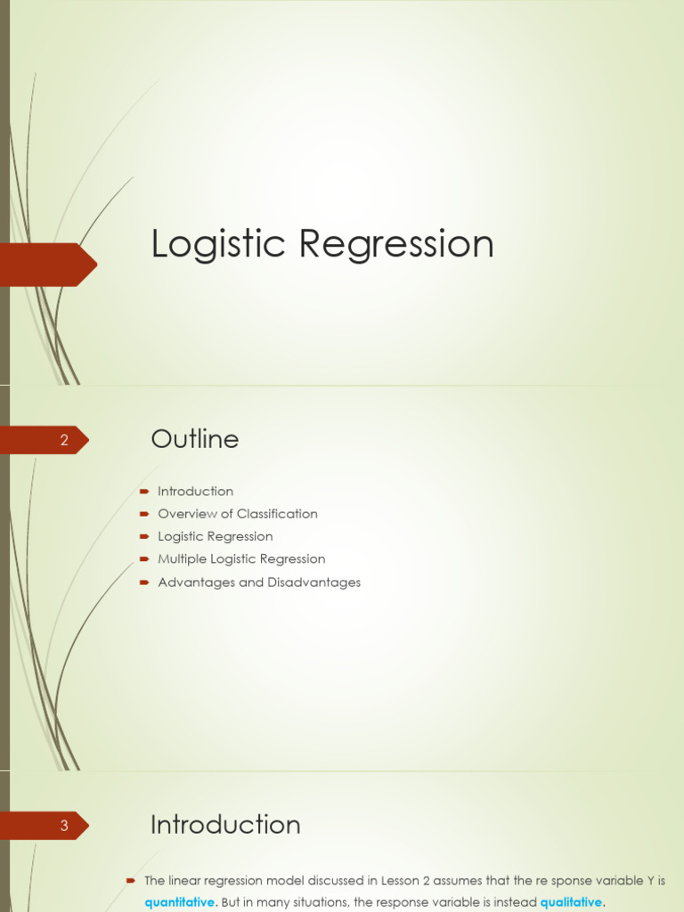 Lesson 3-Logistic Regression | PDF | Logistic Regression | Regression Analysis
