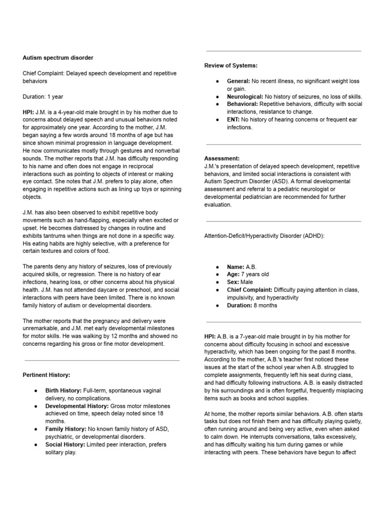 Autism, ADHD, and Intellectual Disability Cases | PDF | Attention ...