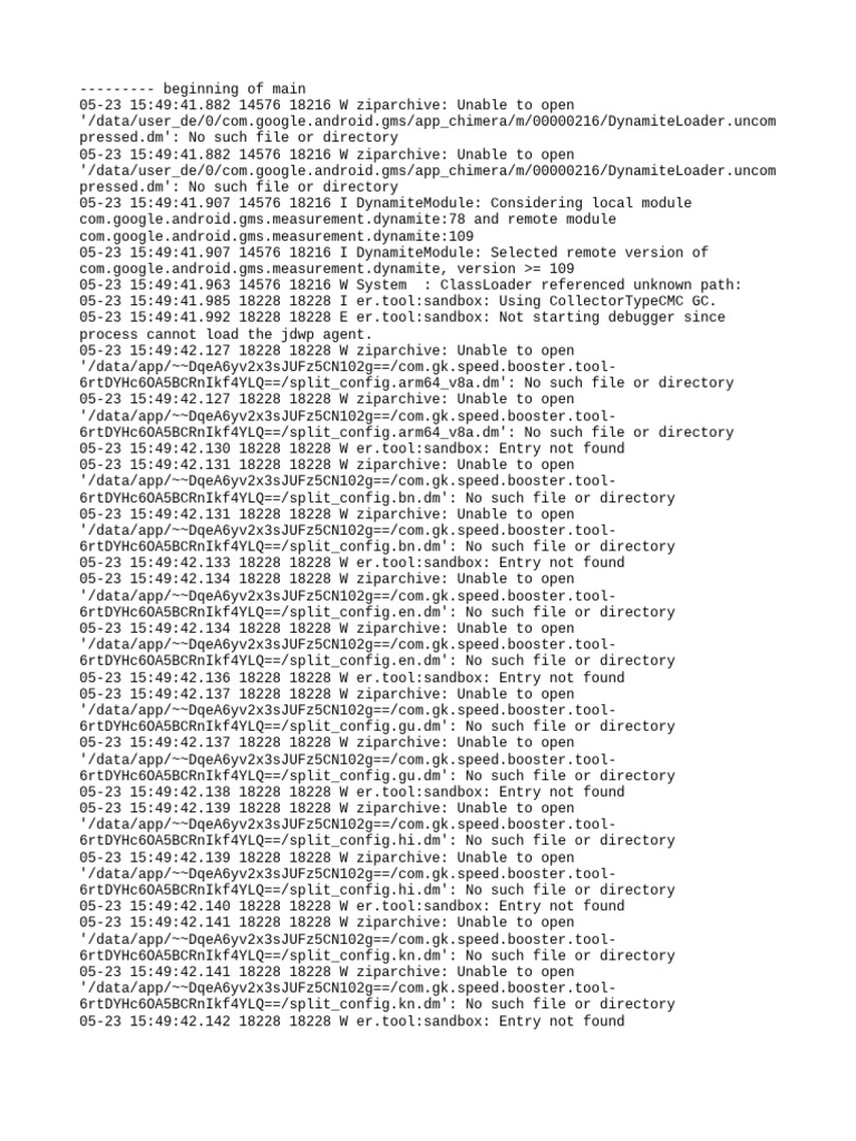 Com - Gk.speed - Booster.tool Logcat | PDF | Computer Engineering | Operating System Families