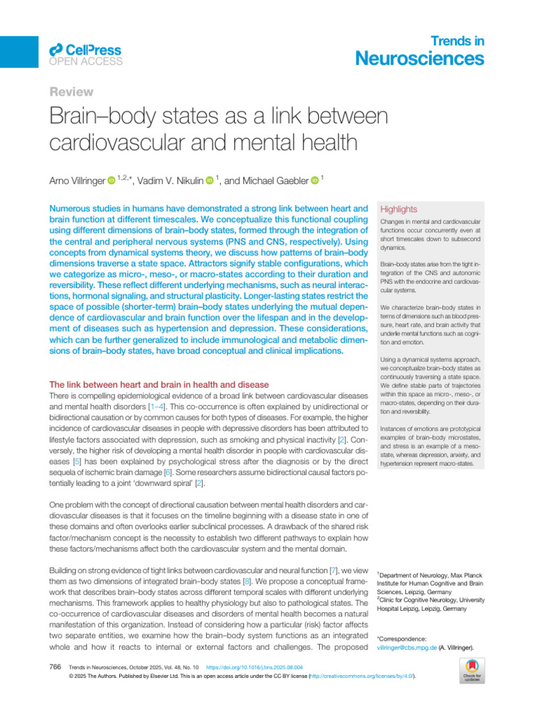 Brain Body States As A Link Between Cardiovascular | PDF | Stress ...