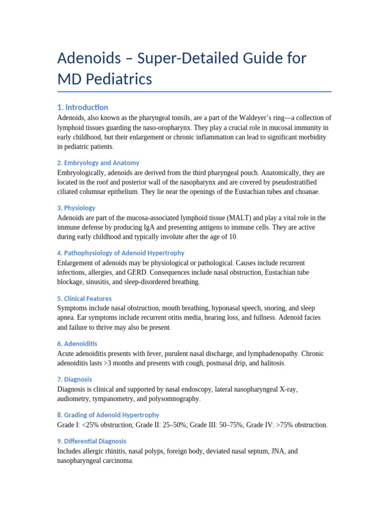 Comprehensive Guide to Adenoids in Pediatrics | PDF | Diseases And ...