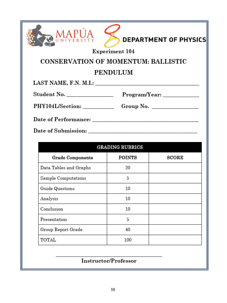 04_PHY104L_E104_Conservation of Momentum | PDF | Momentum | Potential ...