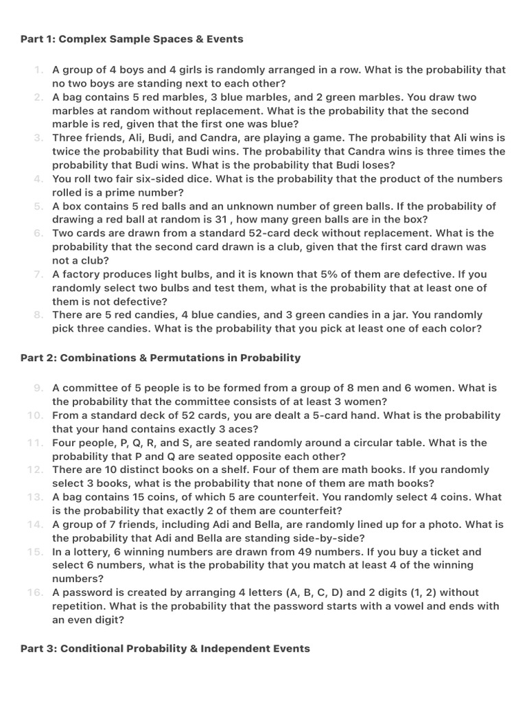 Probability Problems and Solutions Guide | PDF | Probability ...