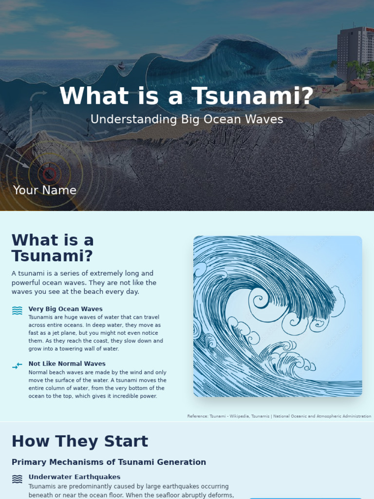 Create Tsunami Presentation Slides in English | PDF | Tsunami | Earthquakes