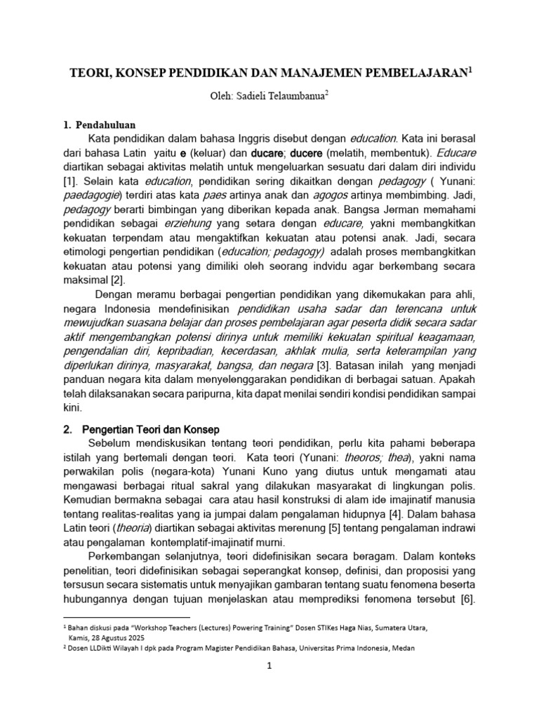 Teori dan Konsep Pendidikan Modern | PDF
