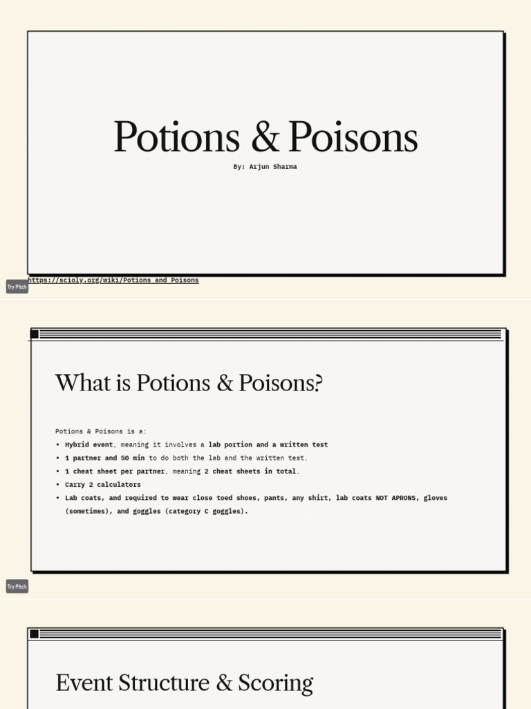 Potions & Poisons Event Guide | PDF | Chemical Reactions | Atoms