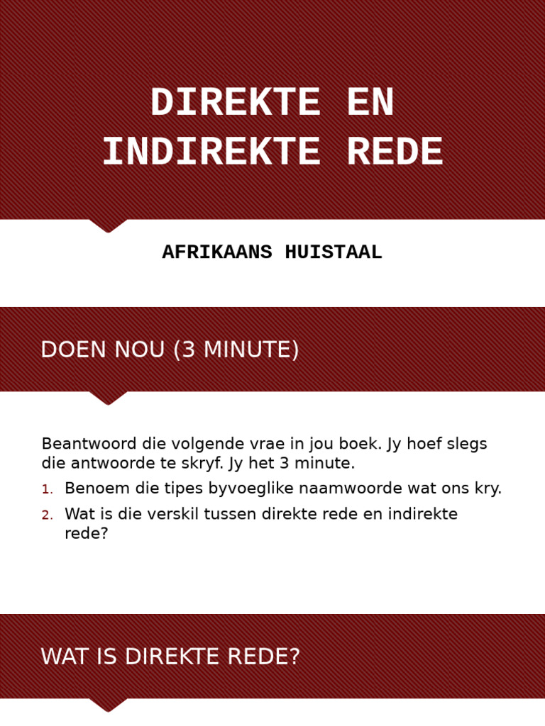 Direkte en Indirekte Rede | PDF