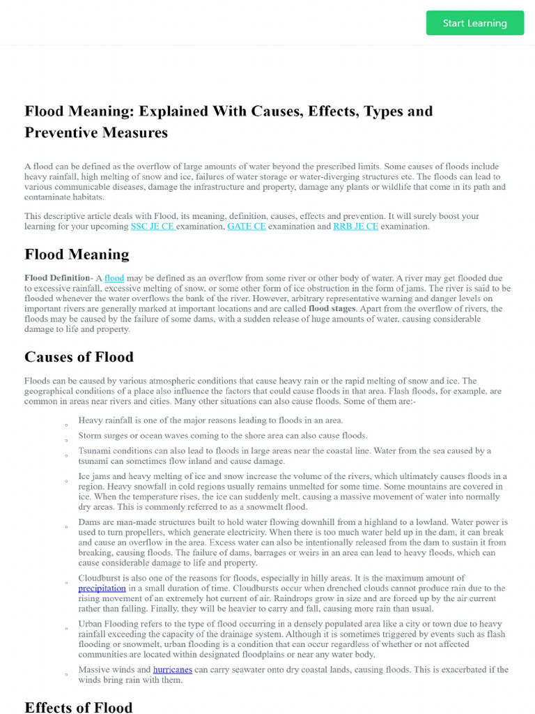 Flood Meaning Types of Flood and The Causes and Effects of Flood ...