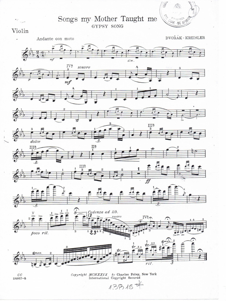 Songs My Mother Taught Me-Dvorak:Kreisler | PDF