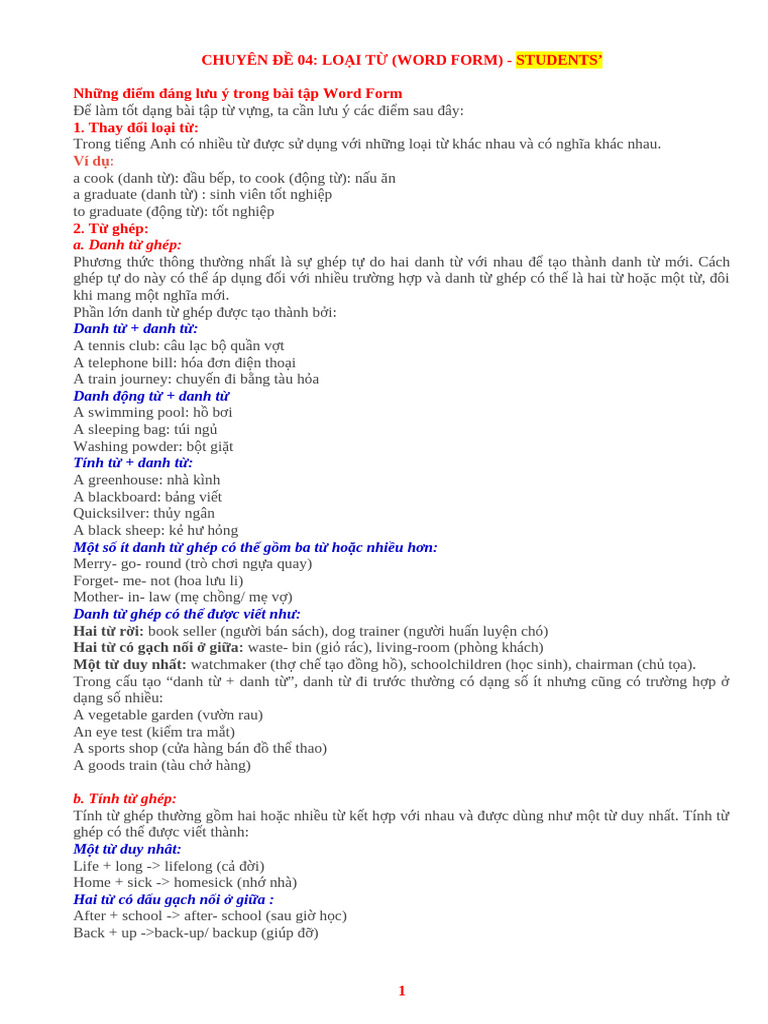 D NG C A T (Word Form) | PDF