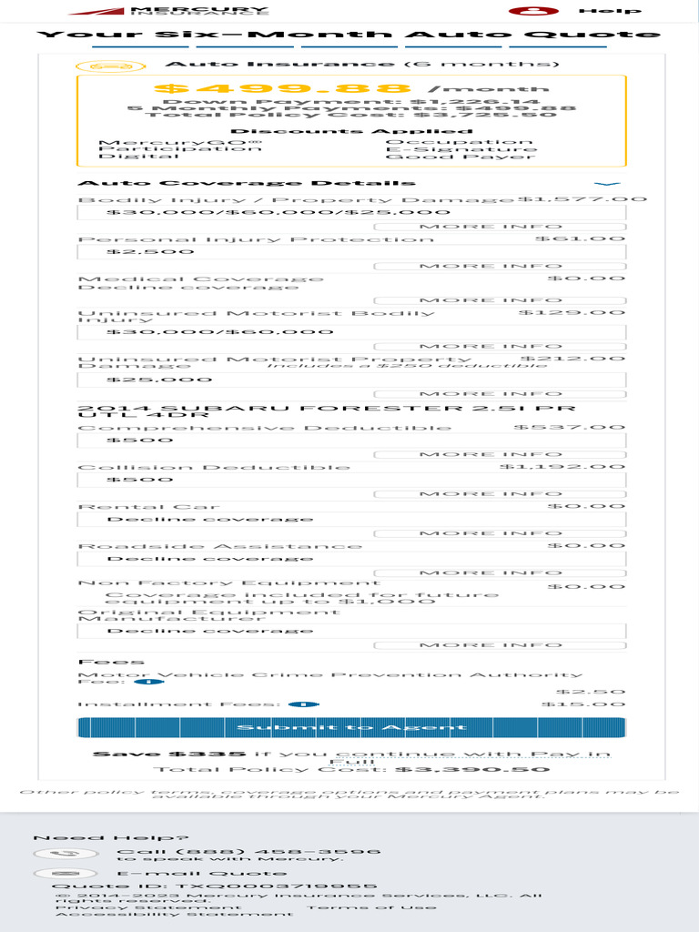 Mercury Insurance Your Rate | PDF | Vehicle Insurance | Transport