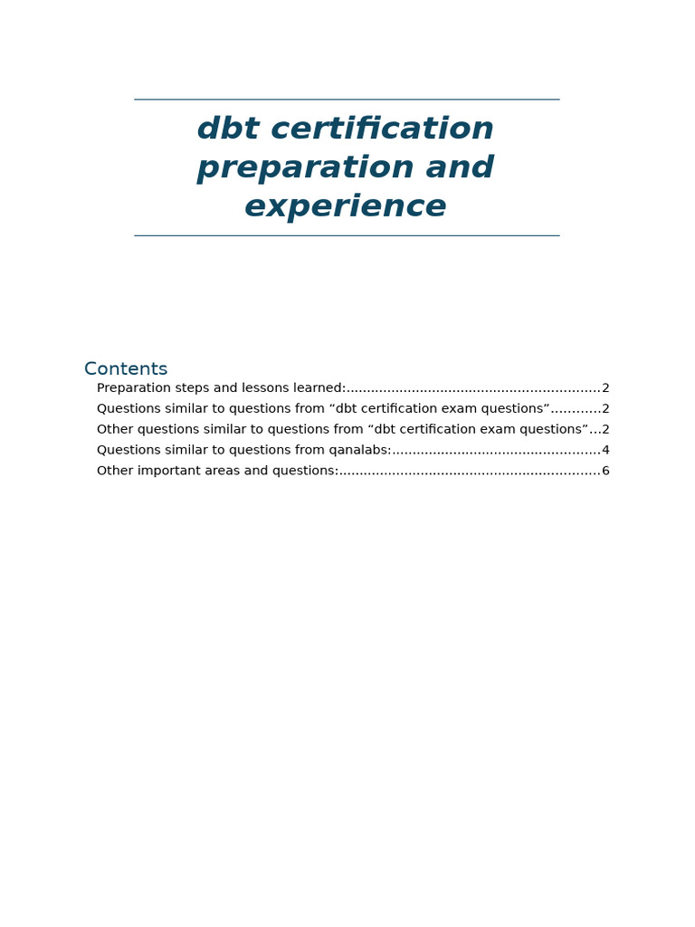 dbt Certification Exam Study Guide | PDF | Sql | Computer Programming