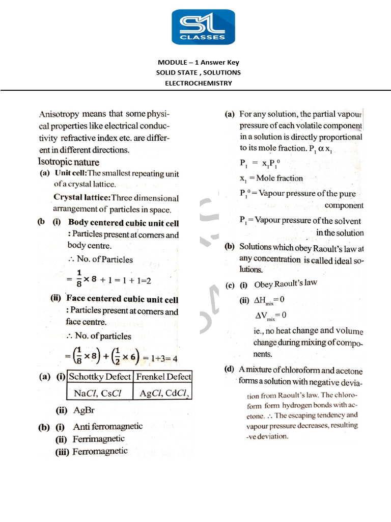 Chemistry Module 1 Answr Key | PDF