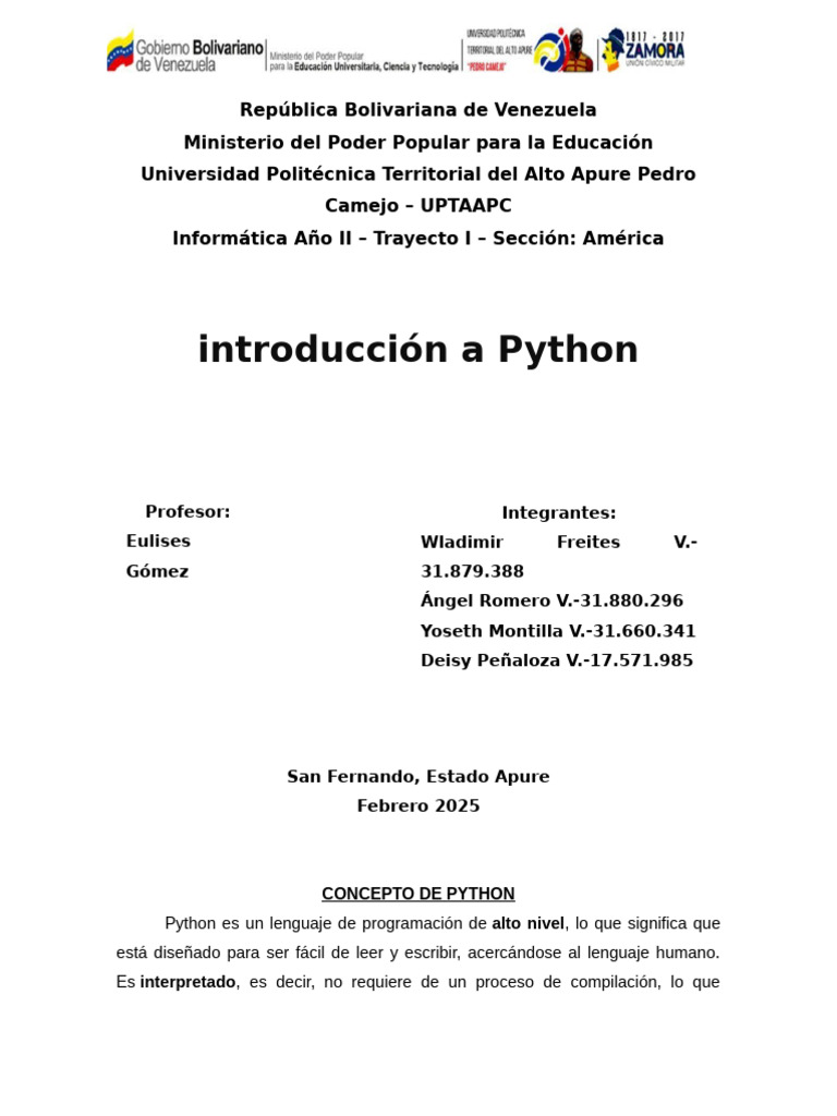 Introduccion A Python | PDF | Python (lenguaje de programación) | Entorno de desarrollo integrado