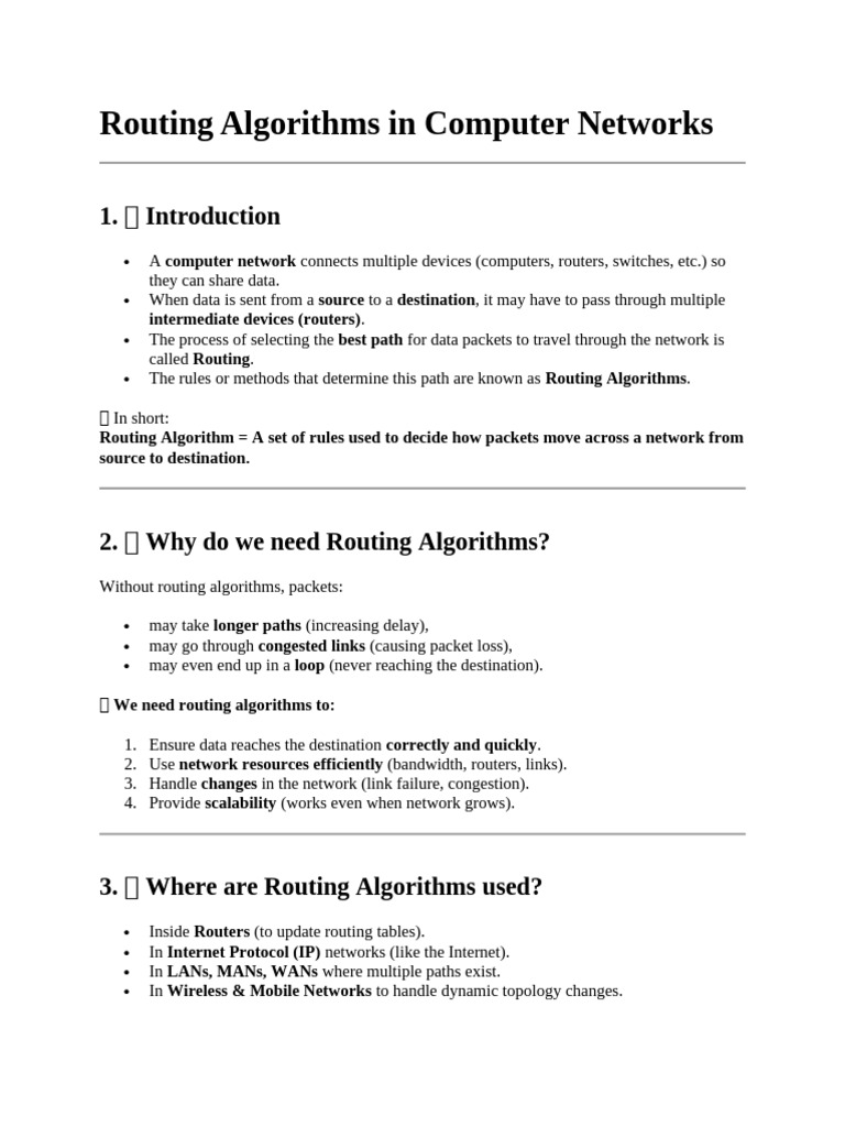 Routing Algorith Introduction | PDF | Routing | Computer Network