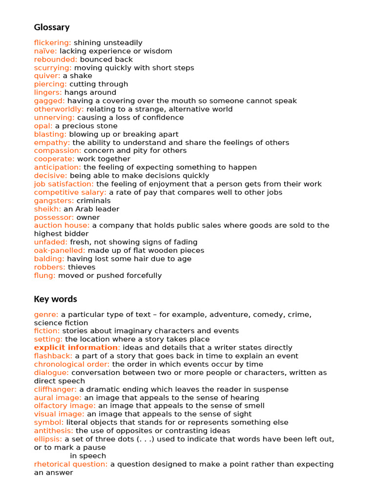 Literary Terms and Techniques Glossary | PDF | Sentence (Linguistics ...