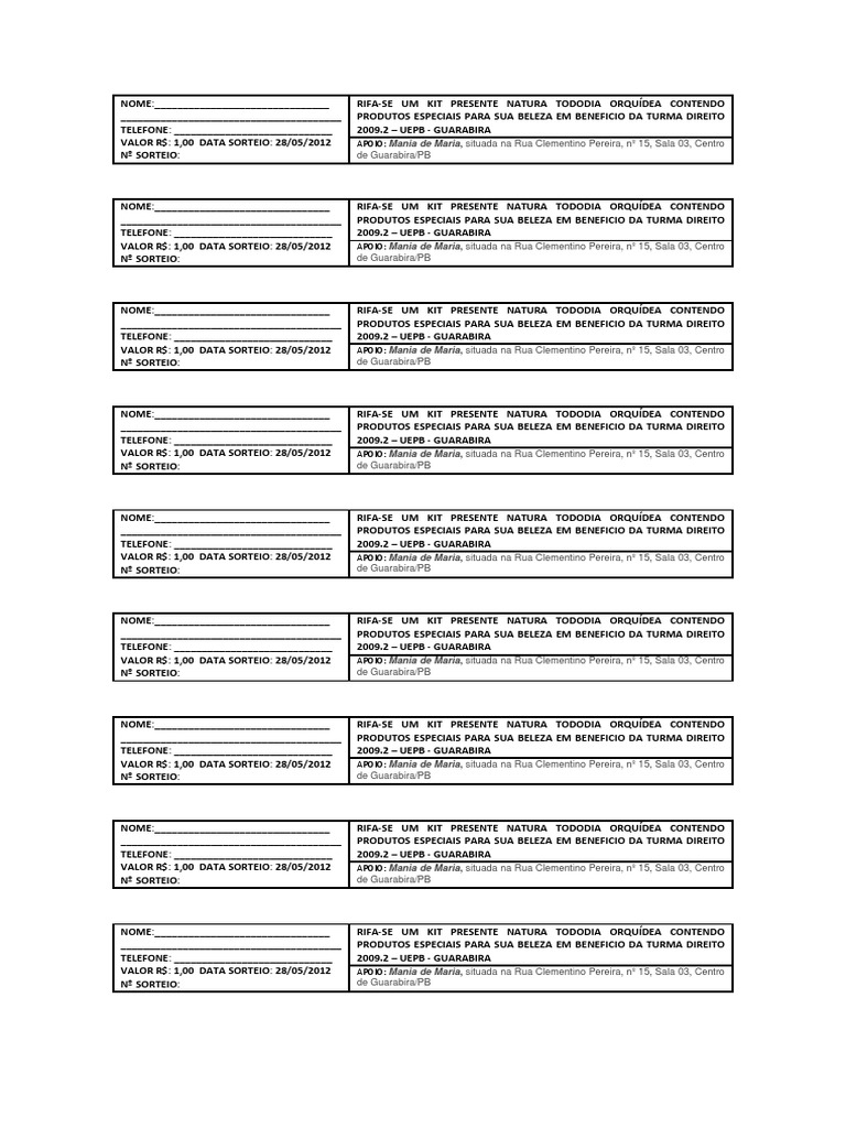Modelos De Rifas Prontas Para Baixar V Rios Modelos - Riset