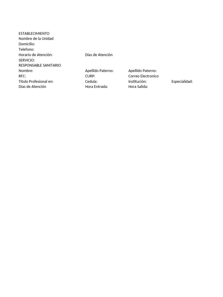 FORMATO PARA AVISO DE FUNCIONAMIENTO Y RESPONSABLE SANITARIO | PDF ...