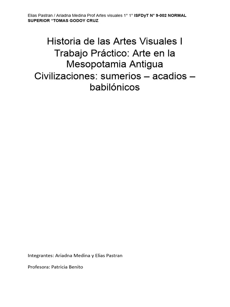Historia del Arte visual Mesopotamia | PDF | Mesopotamia | Sumeria
